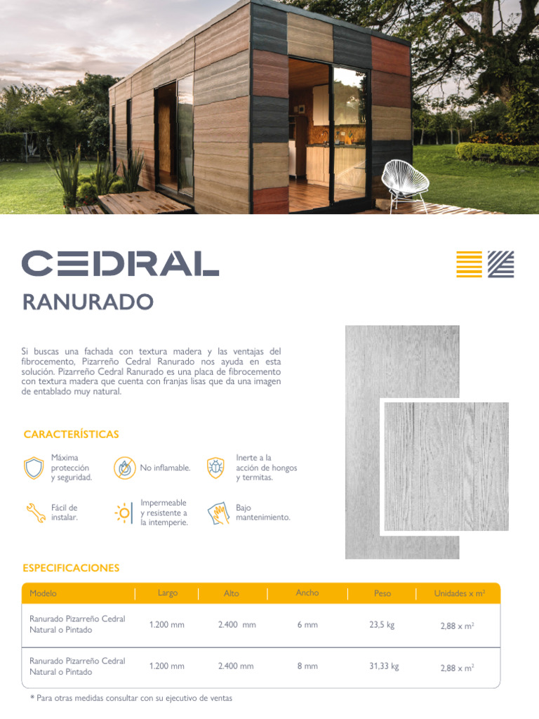 Ficha Técnica Cedral Ranurado Etex | PDF | Tornillo | Madera