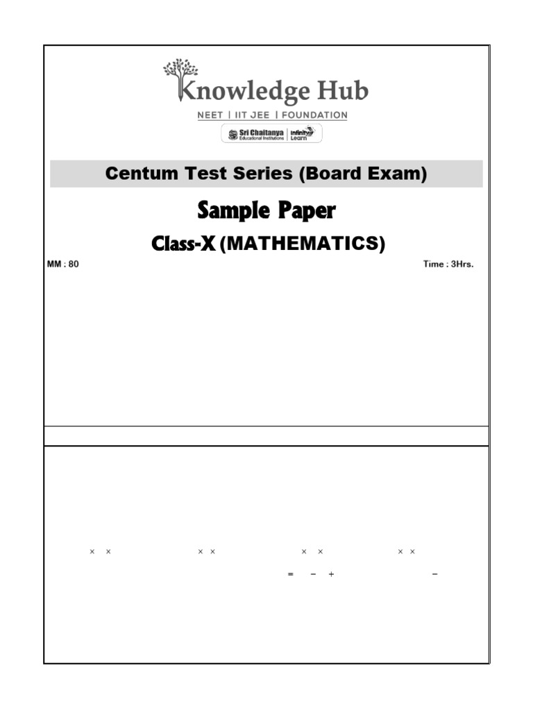 Centum Test Series (Board Exam) Class-X (Mathematics) Sample Paper ...