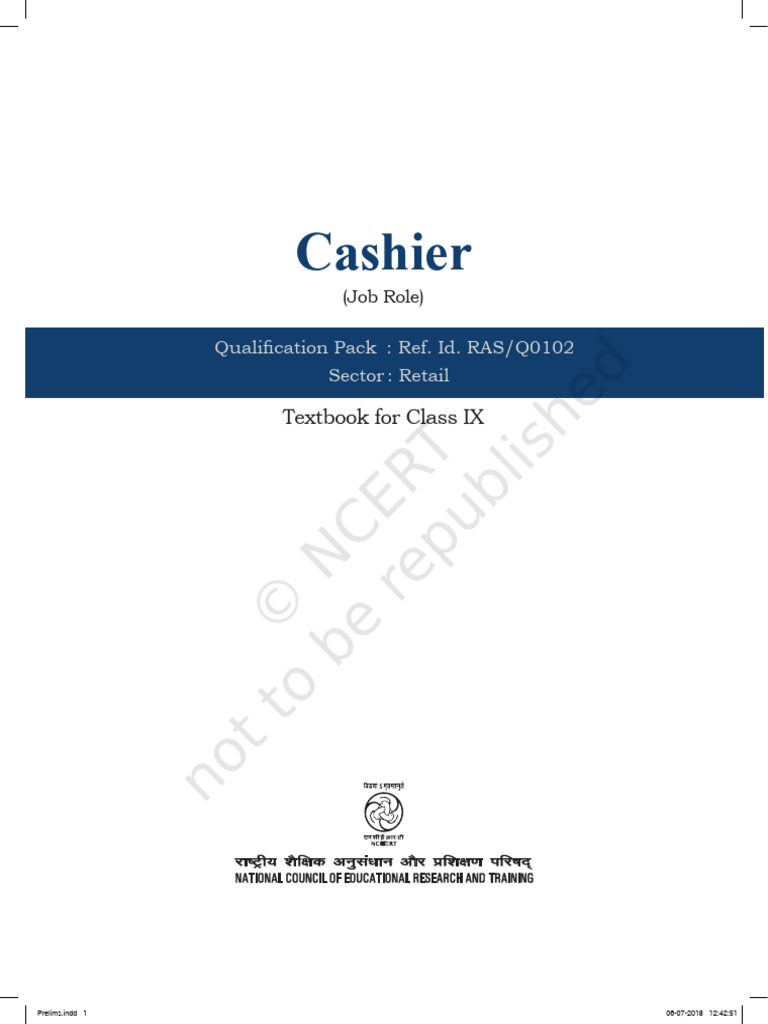 Retail (Cashier) Class 9th Text Book | PDF | Retail | Vocational Education