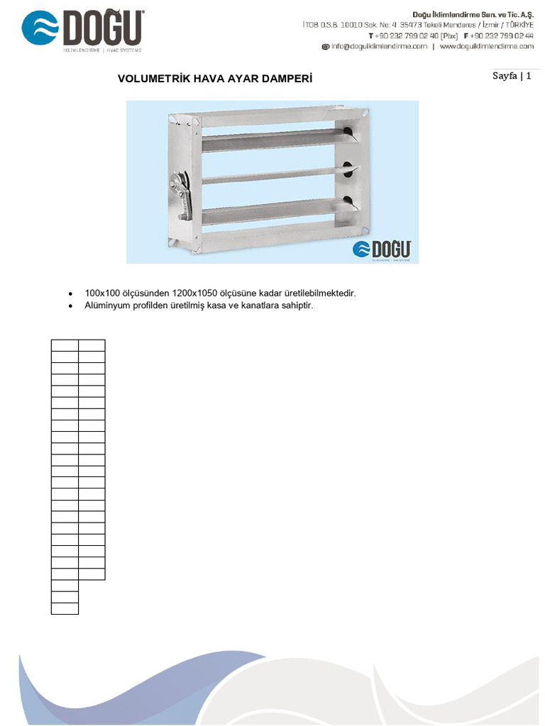 Vdm-Volumetri̇k Hava Ayar Damperi̇ | PDF