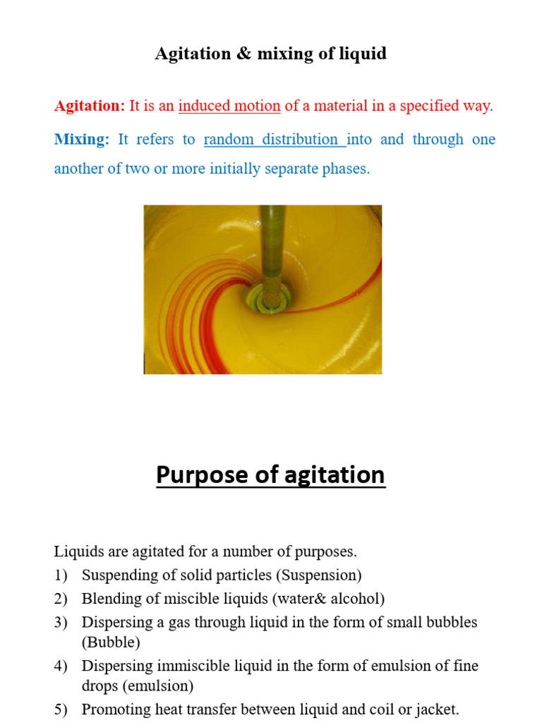 Agitation and Mixing Lecture | PDF | Liquids | Applied And ...
