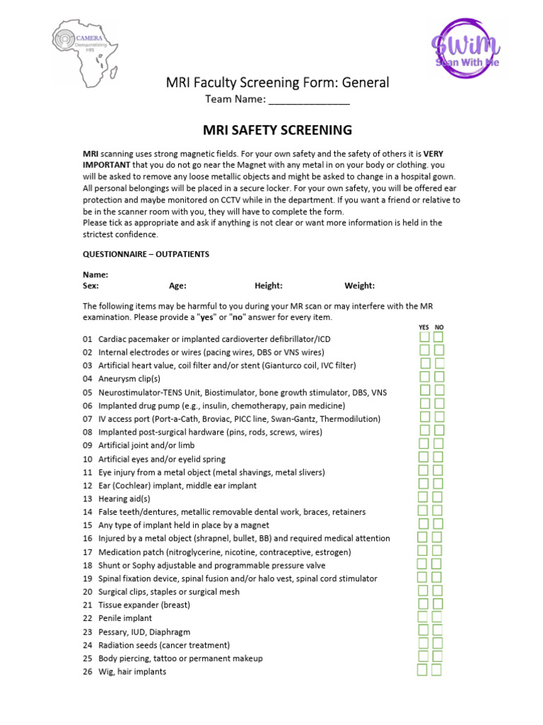 Mri Safety Screening (Uscamaita Del Castillo David Santiago) | PDF ...