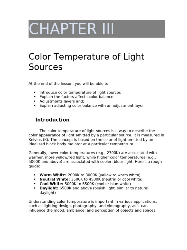 Understanding Color Temperature in Photoshop | PDF | Adobe Photoshop ...