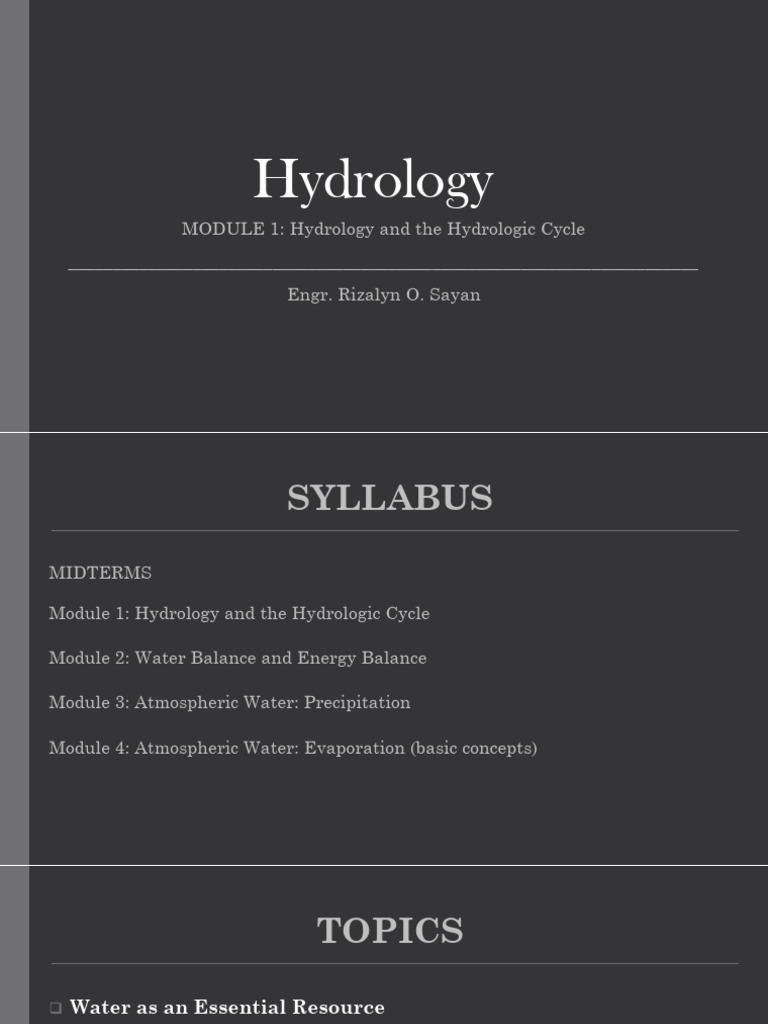 Module 1 - Hydrology and Hydrologic Cycle | PDF | Hydrology | Water