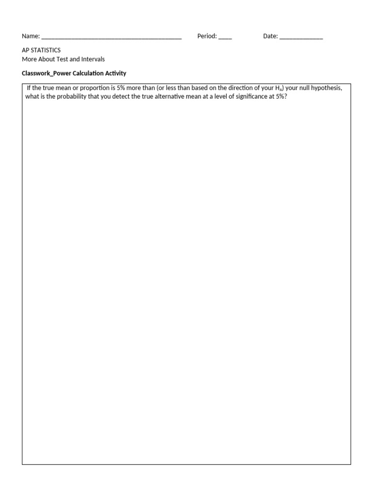 Power Calculation Activity | PDF