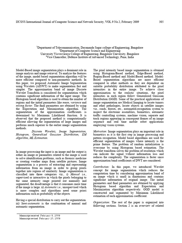 Automatic Image Segmentation Using Wavelets Pdf Image Segmentation