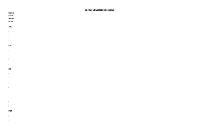 18 Nilai Universal Dan Maksud | PDF