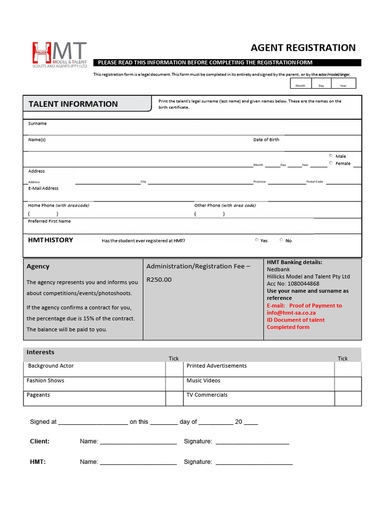 Talent Registration Form Instructions | PDF