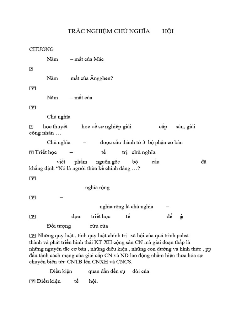 194 Cau Trac Nghiem on Tap Thi Cuoi Ky Mon Chu Nghia Xa Hoi Khoa Hoc c 3793 | PDF