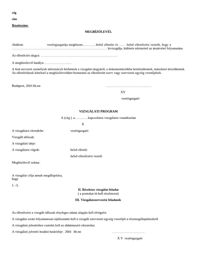 Megbizolevel Minta | PDF