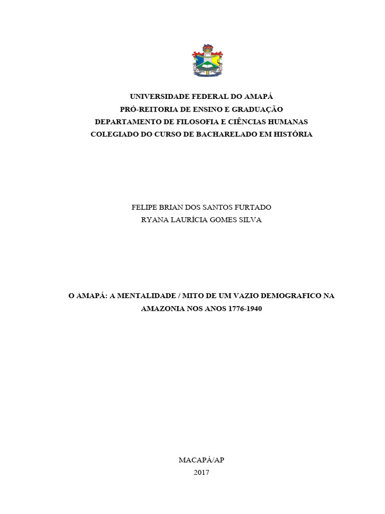 FURTADO, Felipe Brian Dos Santos SILVA, Ryana Laurícia Gomes Da. O Mito ...