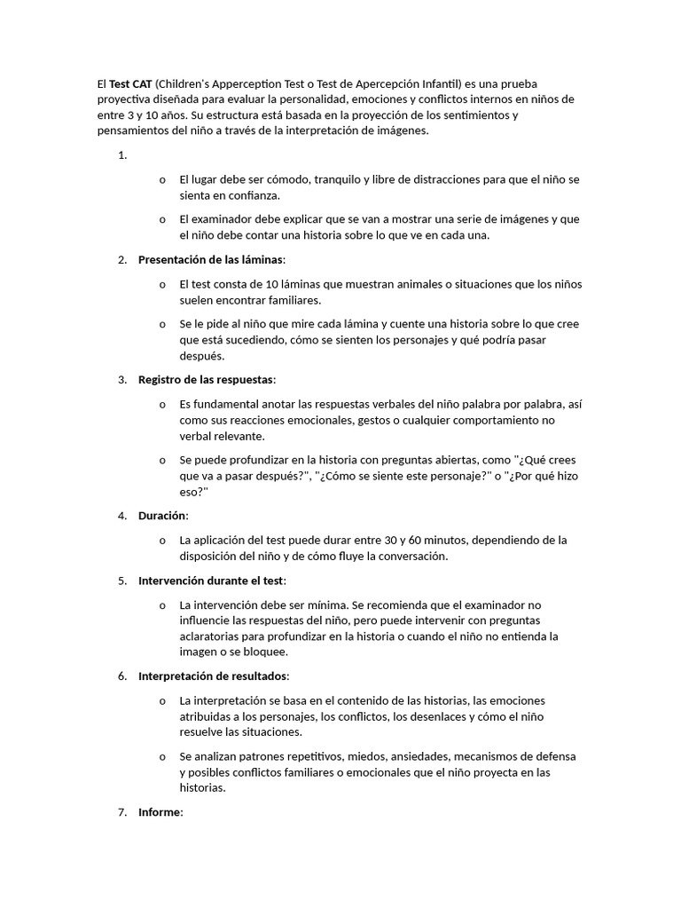 Test CAT: Evaluación Emocional Infantil | PDF | Las emociones ...