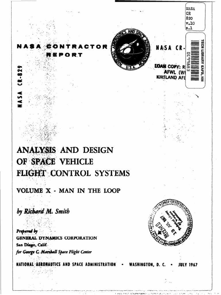 Analysis and Design of Space Vehicle Flight Control Systems - Volume 10 - Man in The Loop | PDF ...