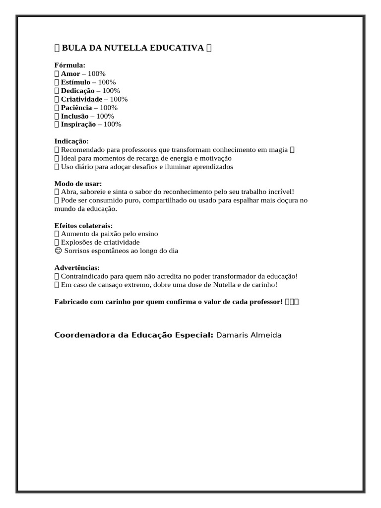 ? Bula Da Nutella Educativa ? | PDF