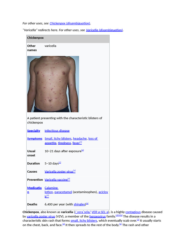 Understanding Chickenpox Symptoms & Treatment | PDF | Diseases And ...