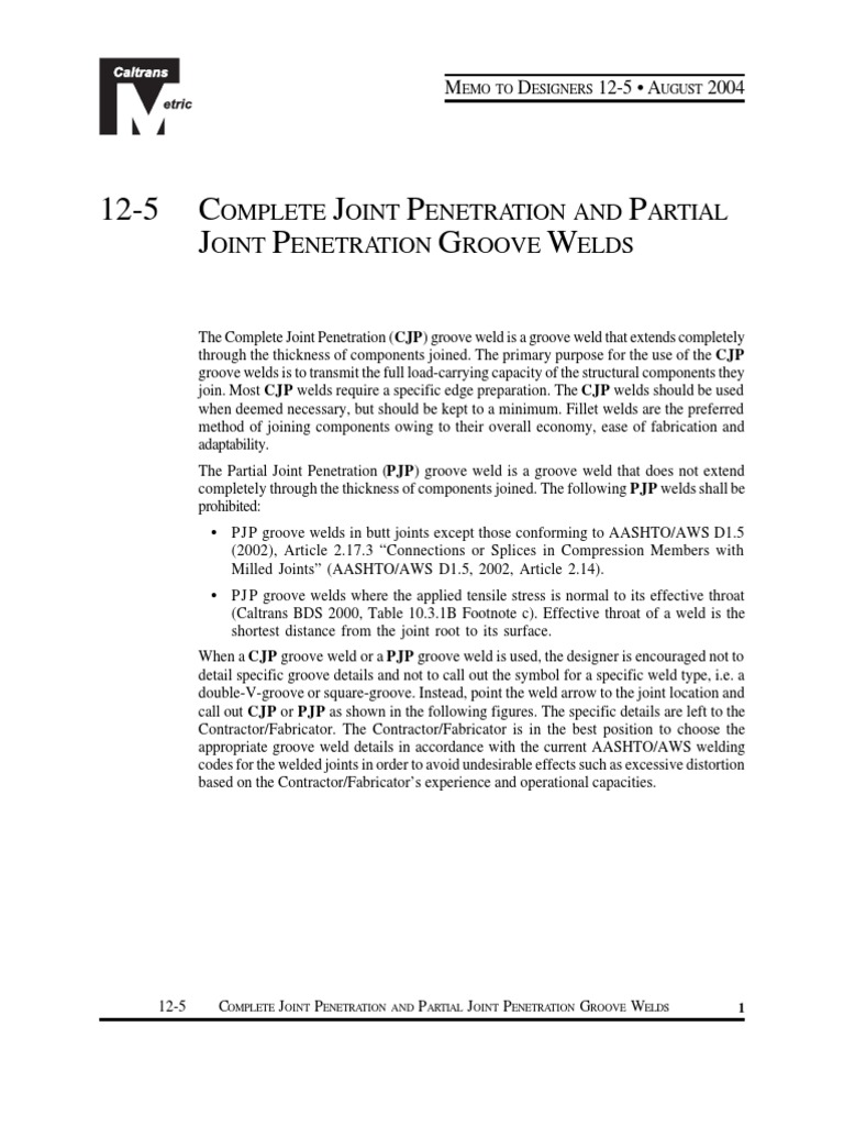 CJP & PJP Welds | PDF | Welding | Construction