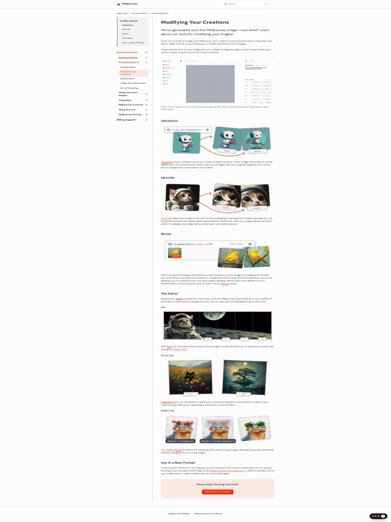 Modifying Your Creations - Midjourney | PDF | Software | Computing