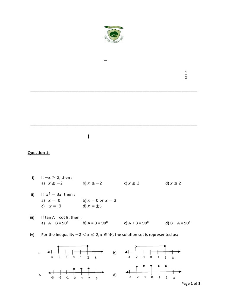 28.3.22-Gr 10 UT1 - Math-QP | PDF | Mathematics