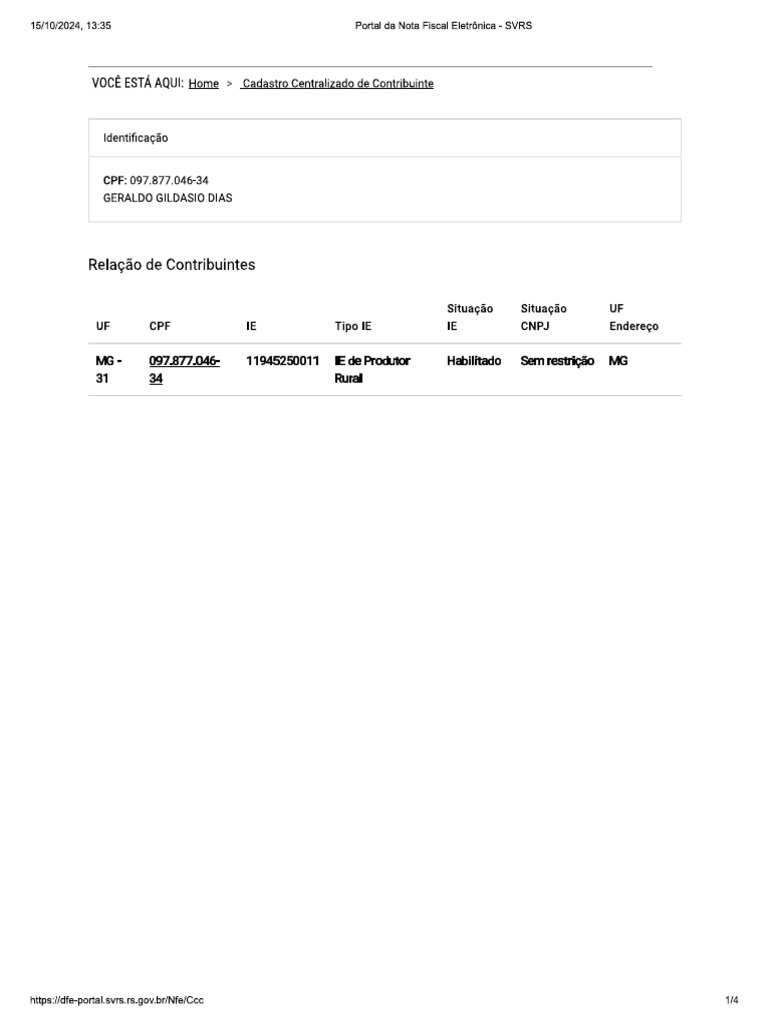 Portal Da Nota Fiscal Eletrônica - SVRS | PDF