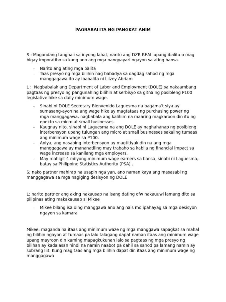 Pagbabalita NG Pangkat Anim | PDF