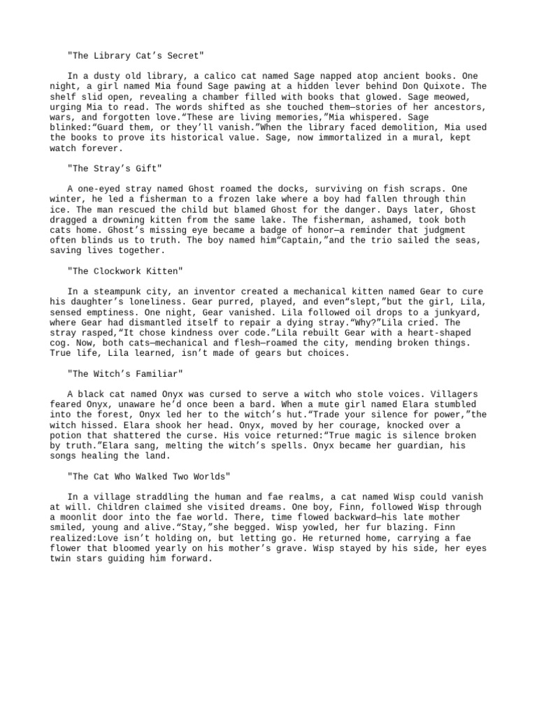 Short Stories About Cats | PDF