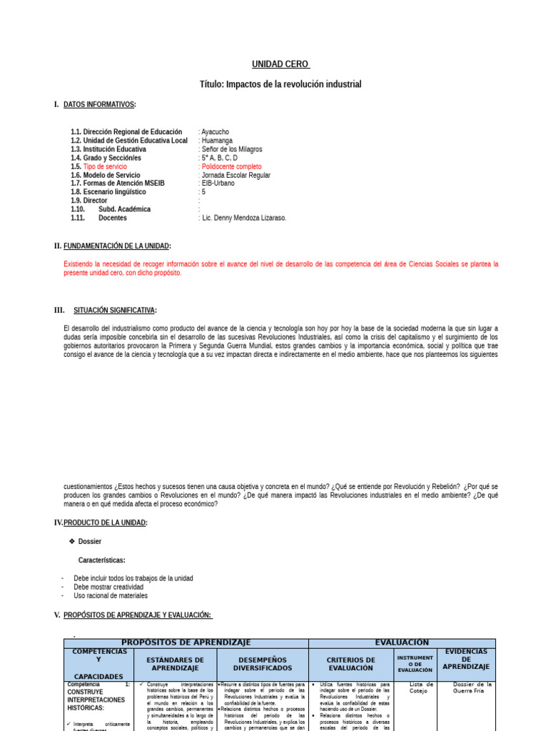 Propuesta de Unidad Cero - CCSS - Quinto | PDF | Aprendizaje