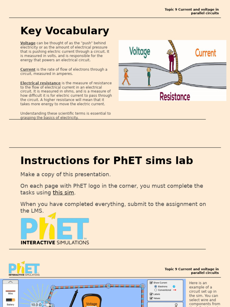 Electricity PhET Activities | PDF | Series And Parallel Circuits | Voltage