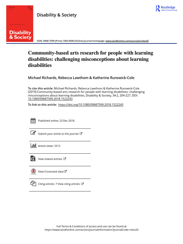 Community-Based Arts Research For People With Learning Disabilities ...
