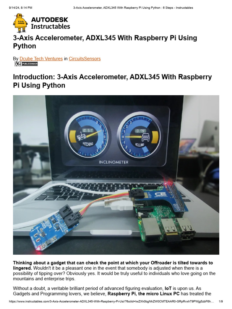 3 Axis Accelerometer Adxl345 With Raspberry Pi Using Python 6 Steps 8651