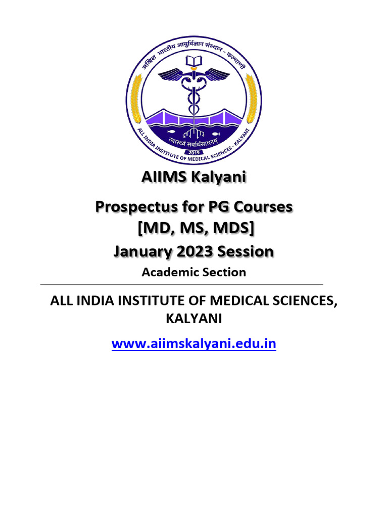 20.12.22 AIIMS Kalyani PG Prospectus and Annexures | PDF | Doctor Of ...