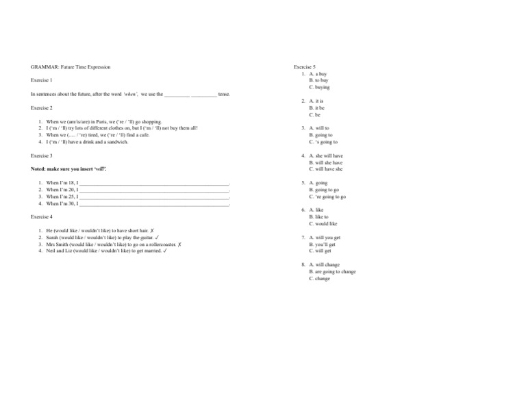 GRAMMAR - Future Time Expression | PDF