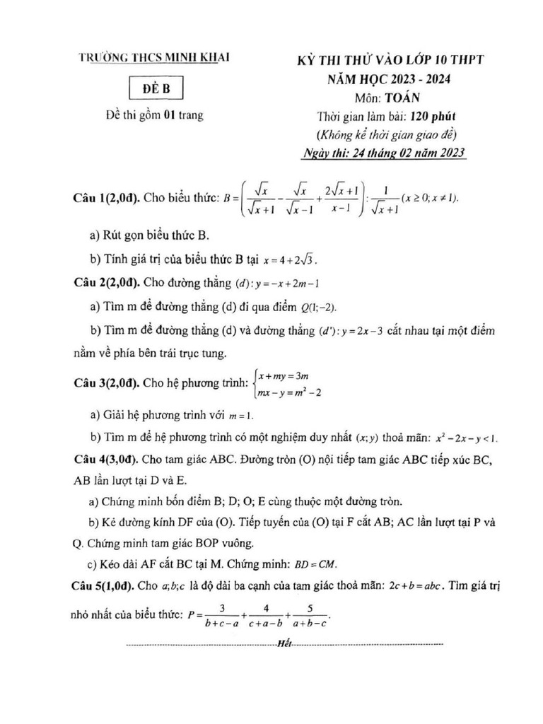 Đề Thi Thử Toán Vào 10 Năm 2024 (Cả Nước) .Mhtml | PDF