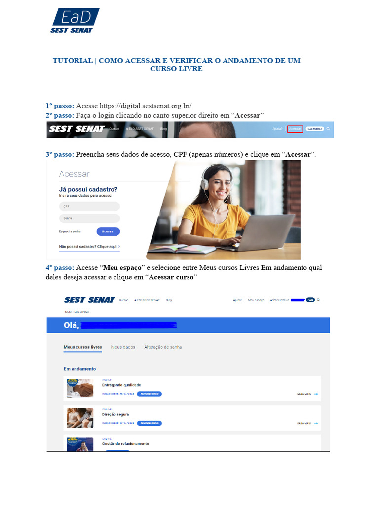 Tutorial _ Como Verificar o Andamento Do Curso.docx | PDF