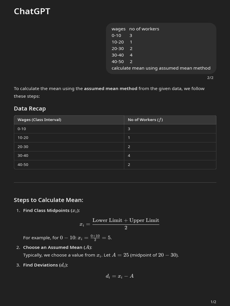4 - Assumed Mean MTD Grouped | PDF | Applied Mathematics