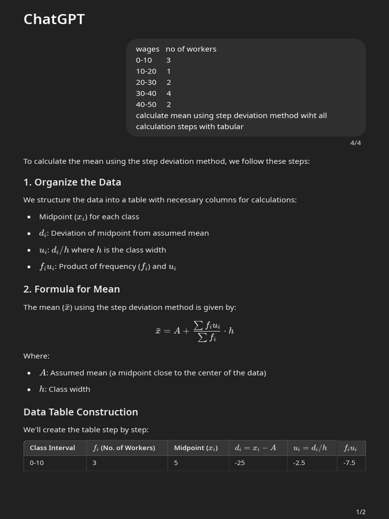 5 - Step Deviation MTD Grouped Data | PDF | Applied Mathematics