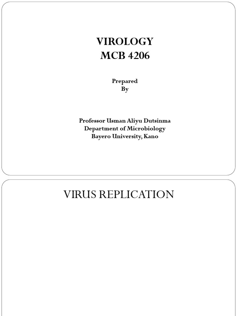 Virology MCB 4206 Lecture Note 2023 | PDF | Virus | Immune System