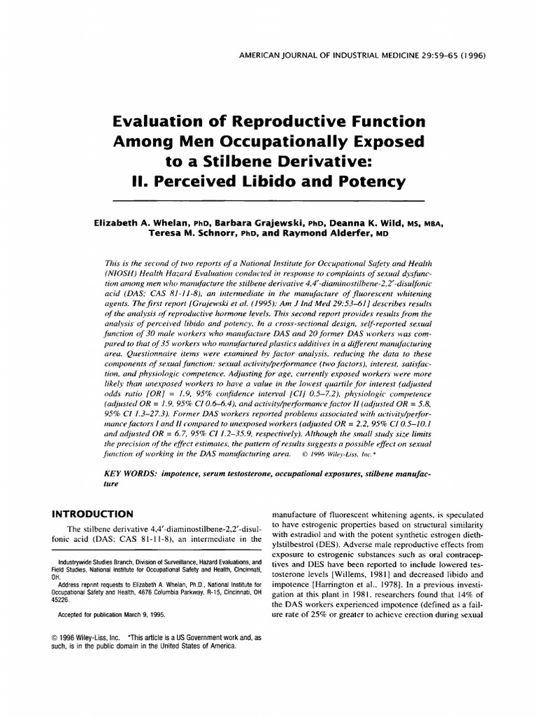 Libido and Potency in DAS Workers | PDF | Libido | Estrogen