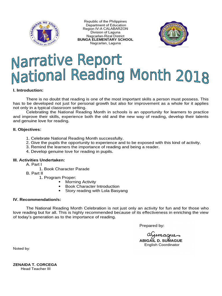 National Reading Month Celebration Plan | PDF