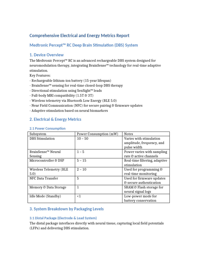 Medtronic Percept RC DBS Report | PDF | Electronics | Information And ...