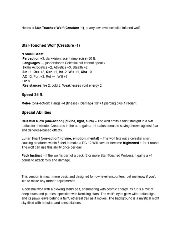 Star-Touched Wolf cr-1 | PDF