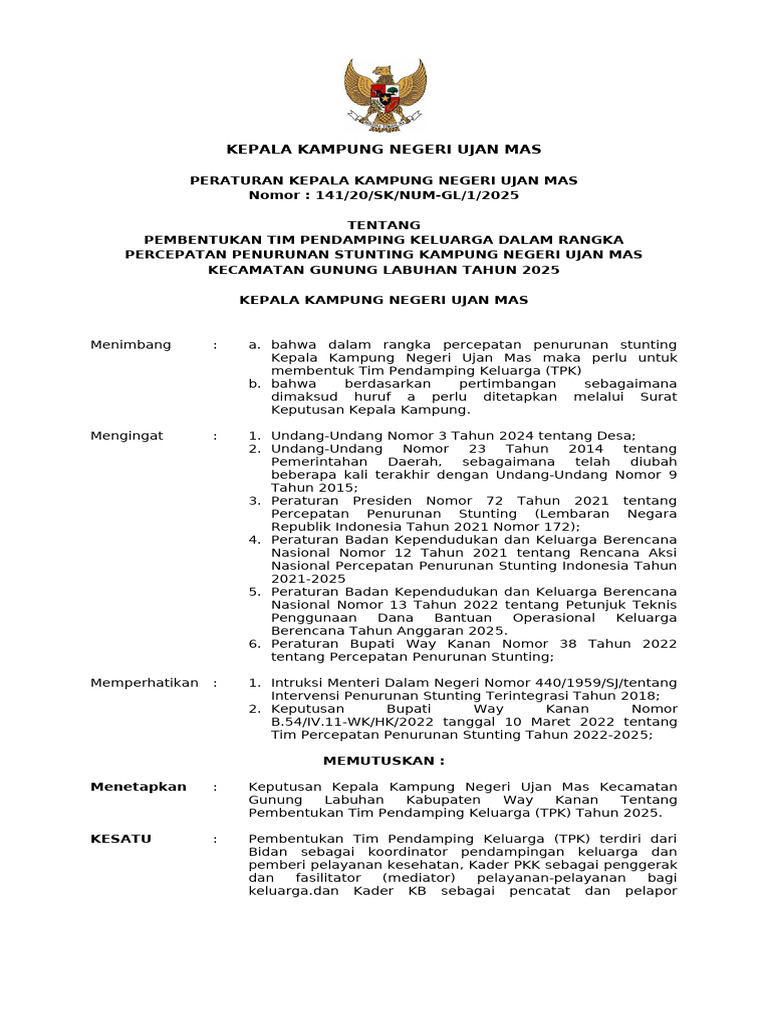 Format SK TPK Gula 2025 | PDF