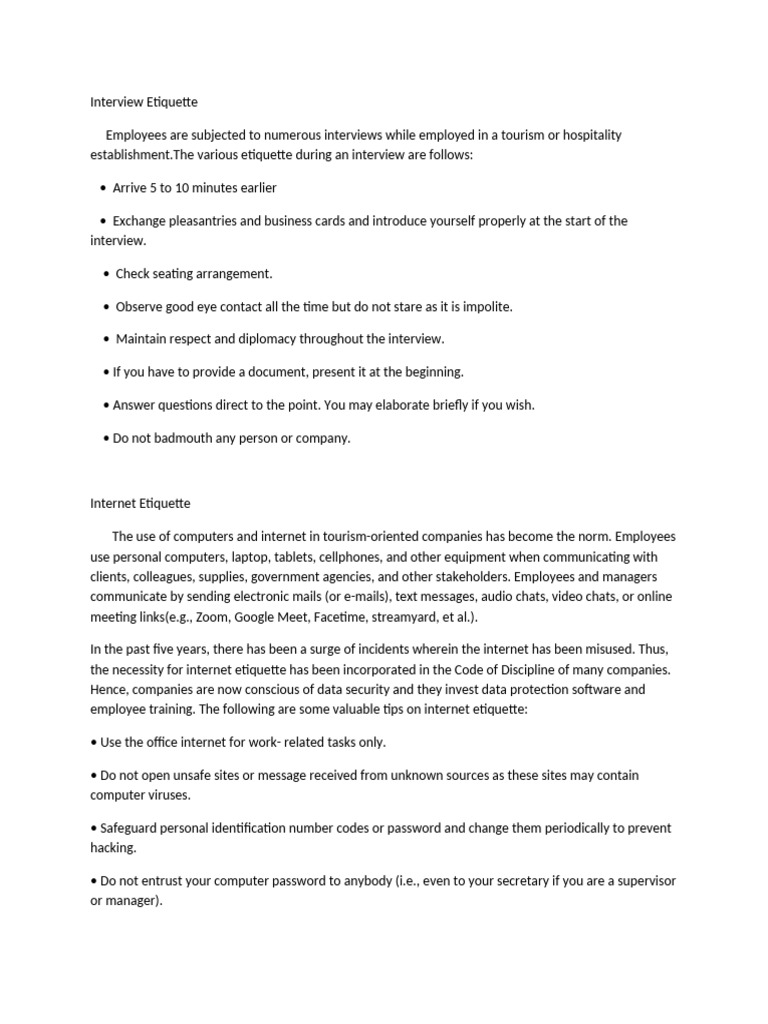 Interview Etiqu WPS Office | PDF | Internet | Computing