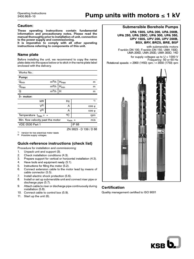 Operating Instructions for Pump Units | PDF | Pump | Safety