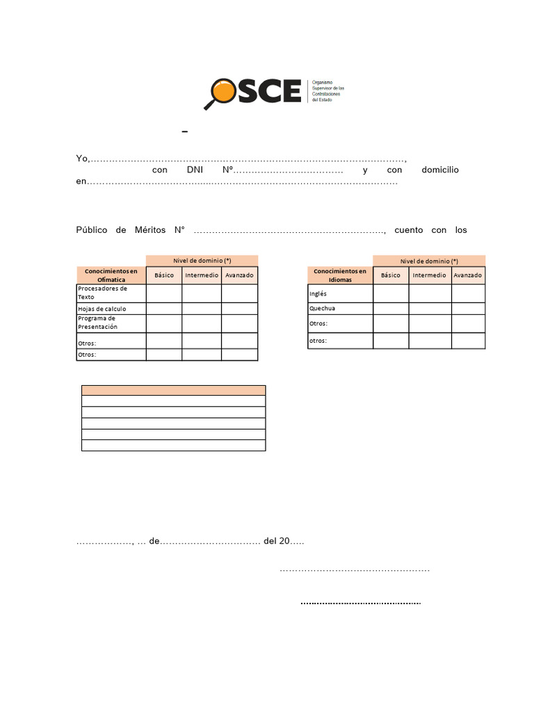 6529460 Anexo n 04 Declaracion Jurada de Conocimientos Del Concurso Publico de Meritos n 009 ...