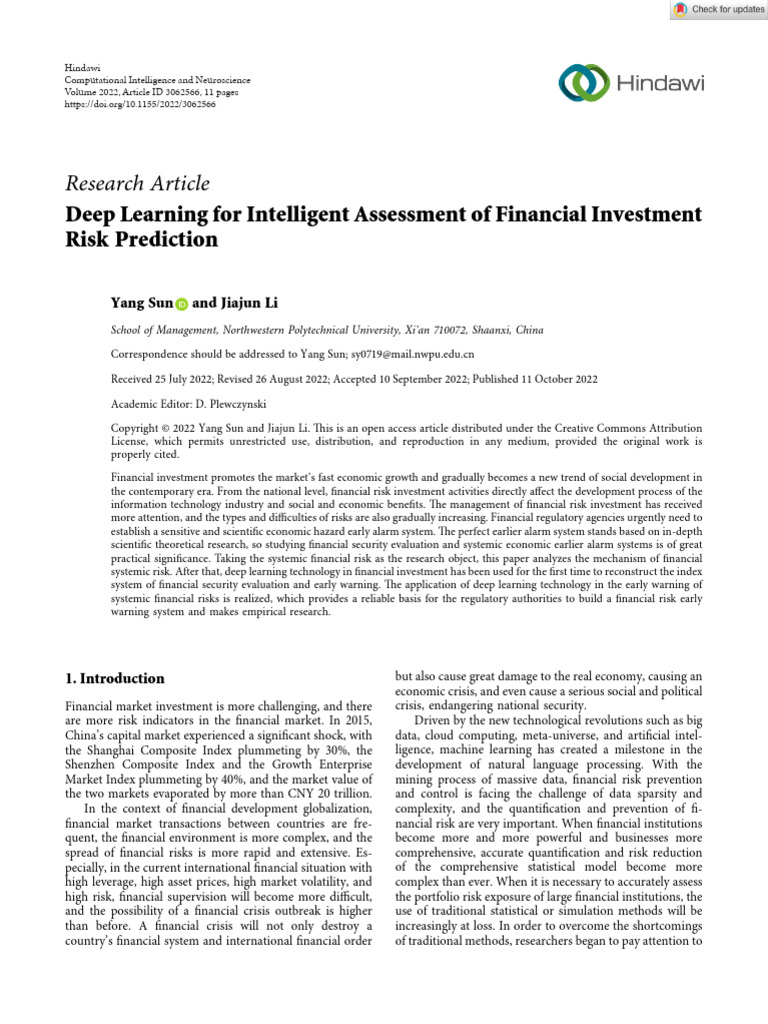Computational Intelligence and Neuroscience - 2022 - Sun - Deep Learning for Intelligent ...