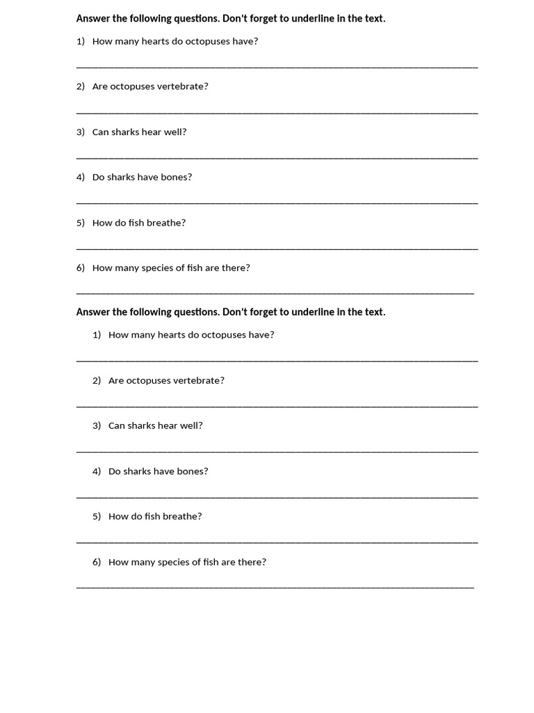 Octopus and Shark Facts Explained | PDF