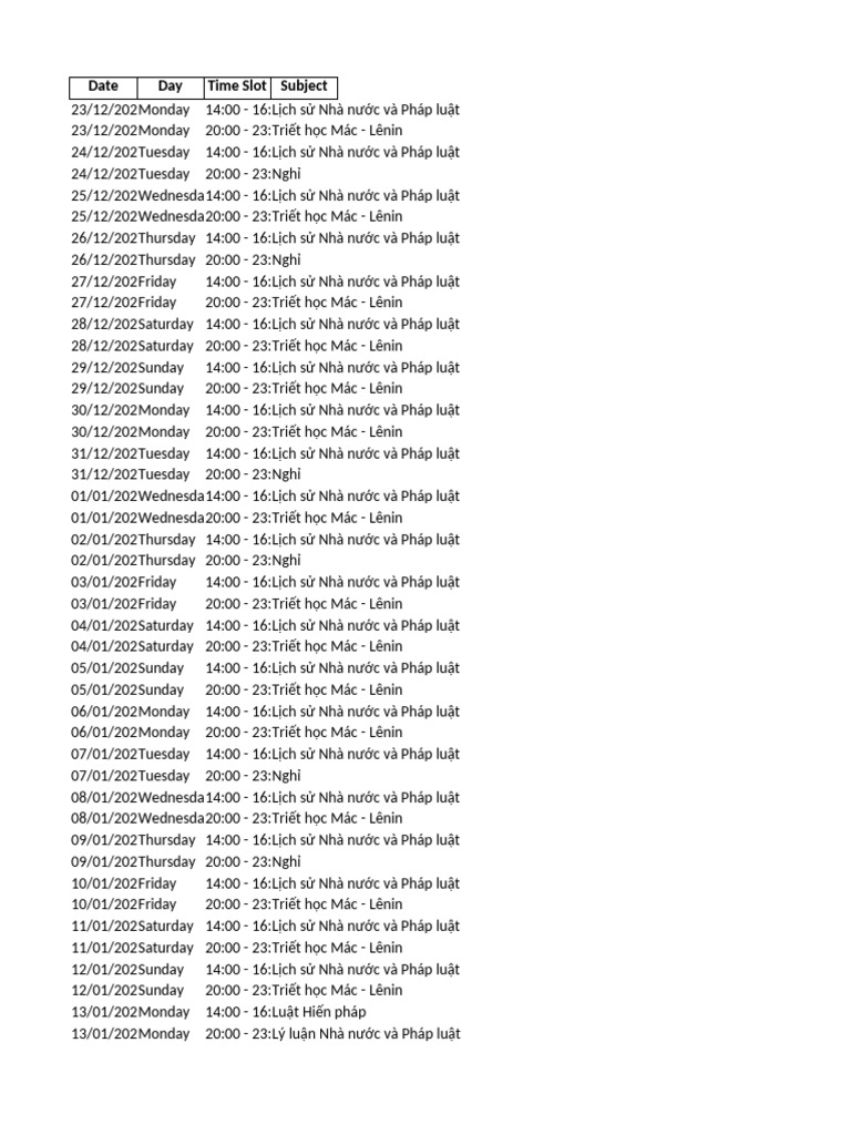 Updated Study Timetable | PDF