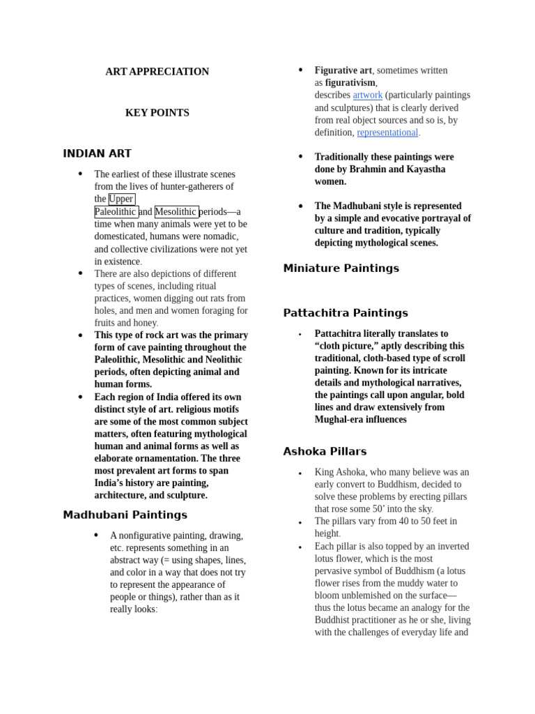 Art Appreciation Key Points | PDF