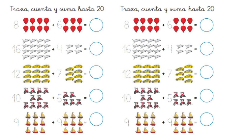 Trazar y Sumar Hasta El 20 | PDF