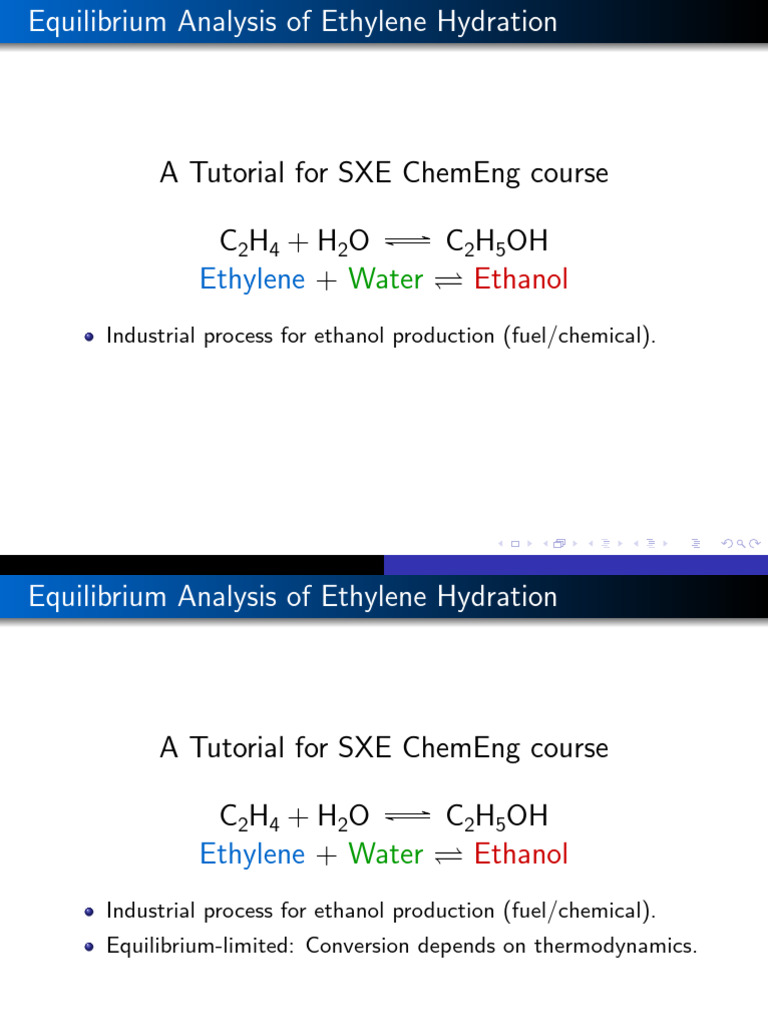 Ethylene Hydration for Ethanol Production | PDF | Stoichiometry ...